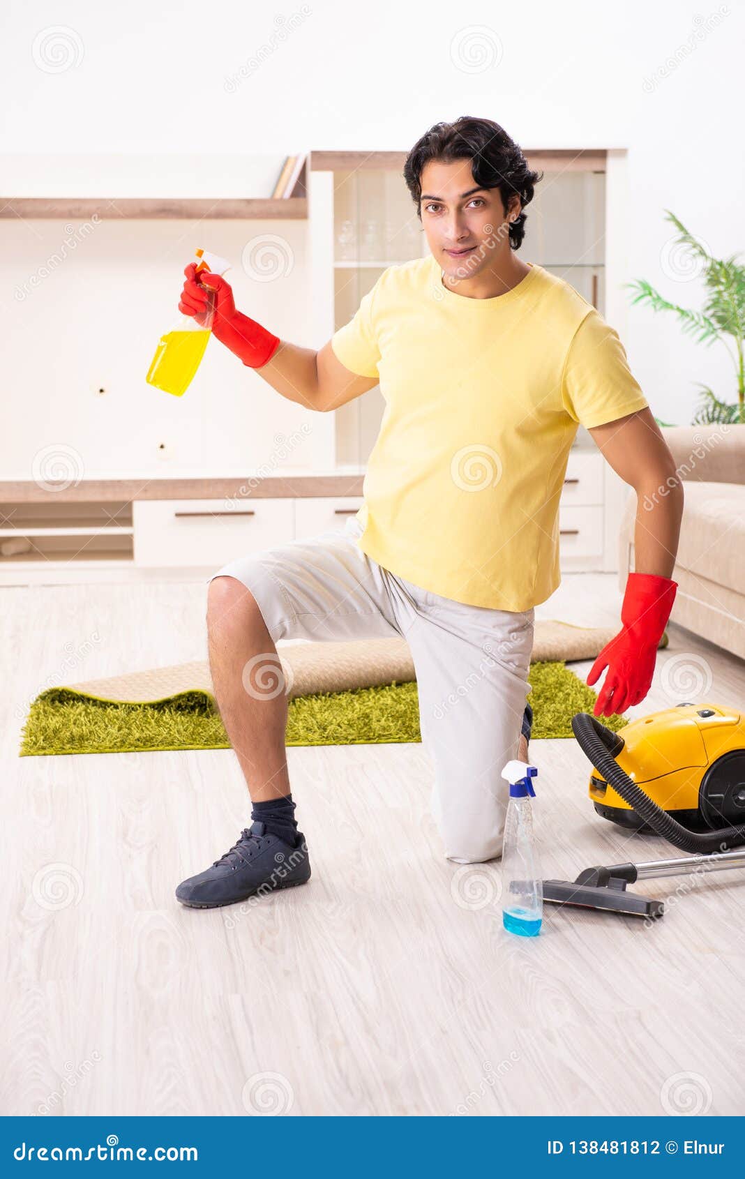 The Young Handsome Man Doing Housework Stock Photo - Image of home ...