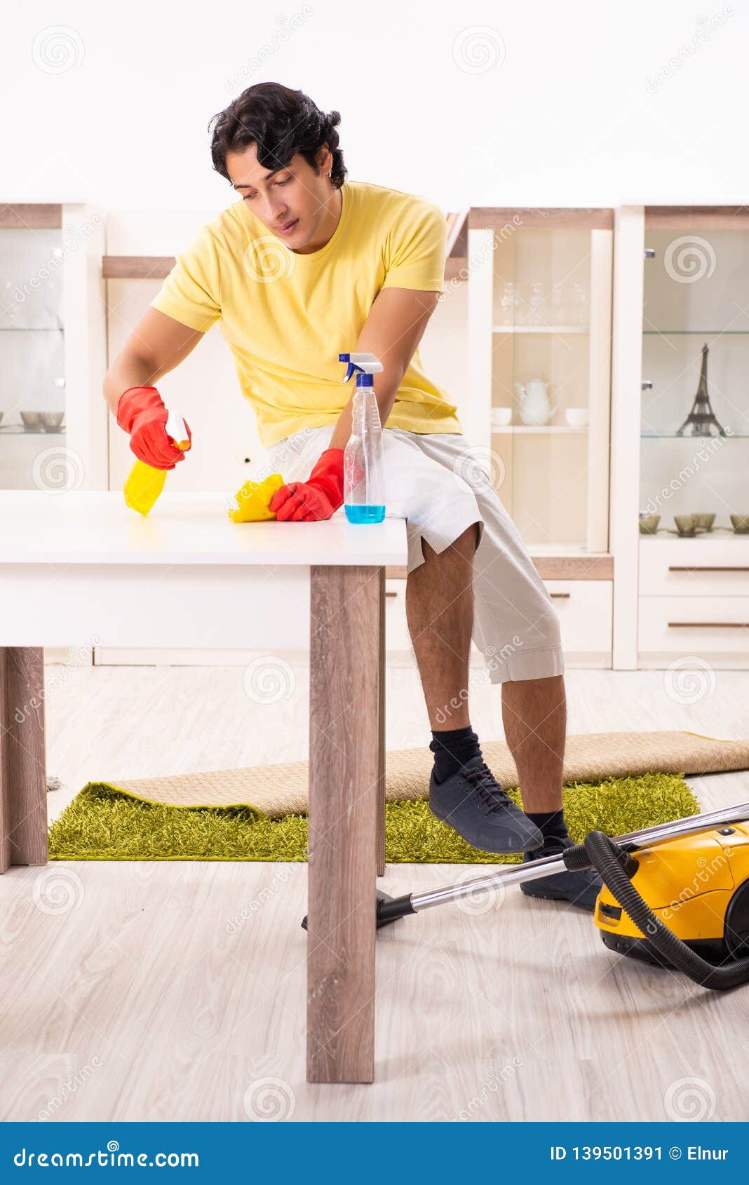 The Young Handsome Man Doing Housework Stock Image - Image of dirty ...