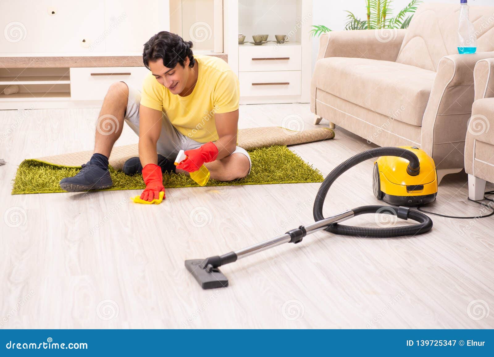 The Young Handsome Man Doing Housework Stock Image - Image of home ...