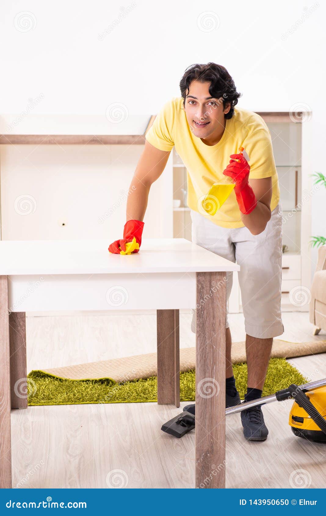 The Young Handsome Man Doing Housework Stock Photo - Image of cleanser ...