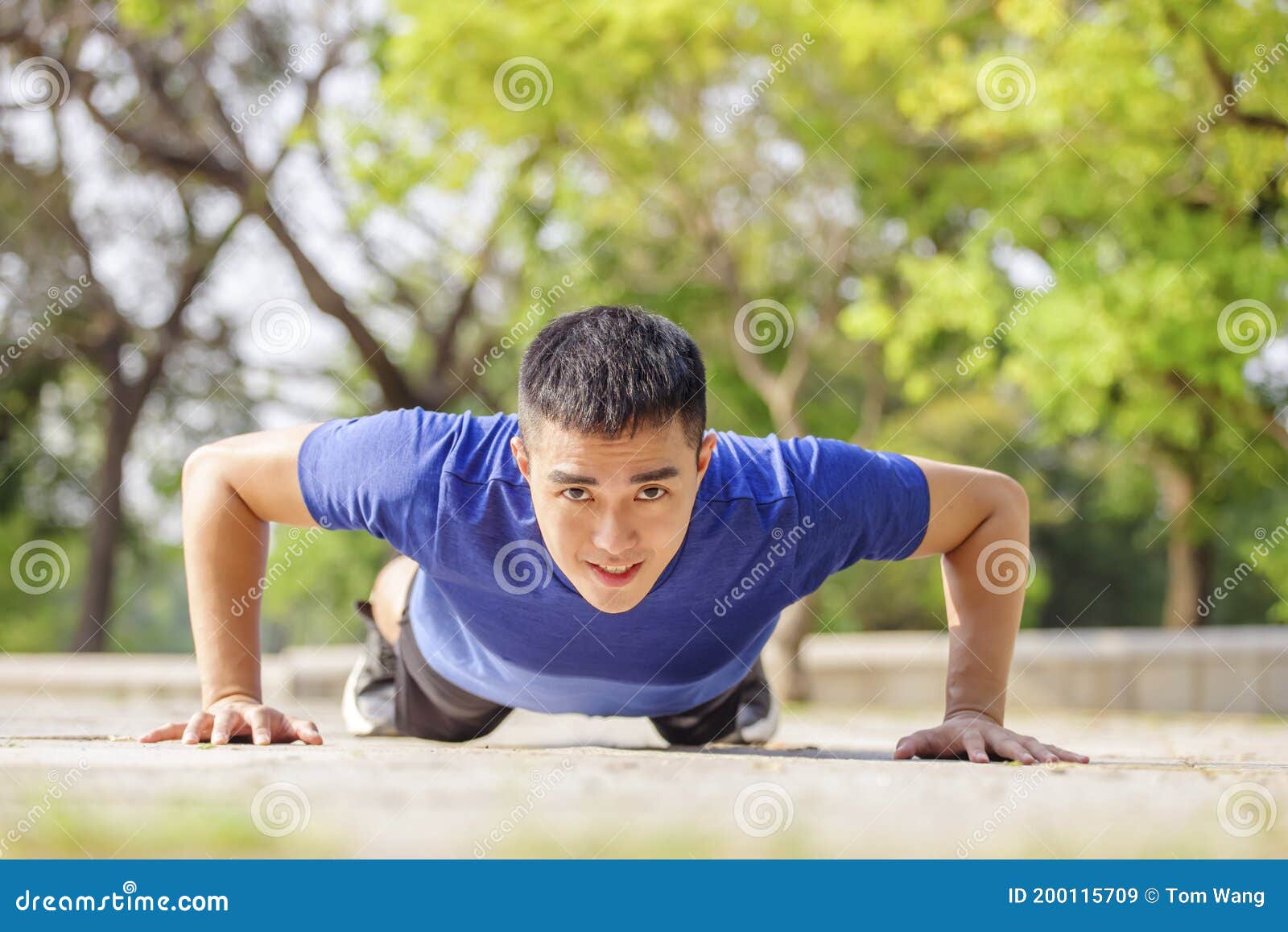 Young Handsome Man Doing Push Up Exercise in the Park Stock Image ...
