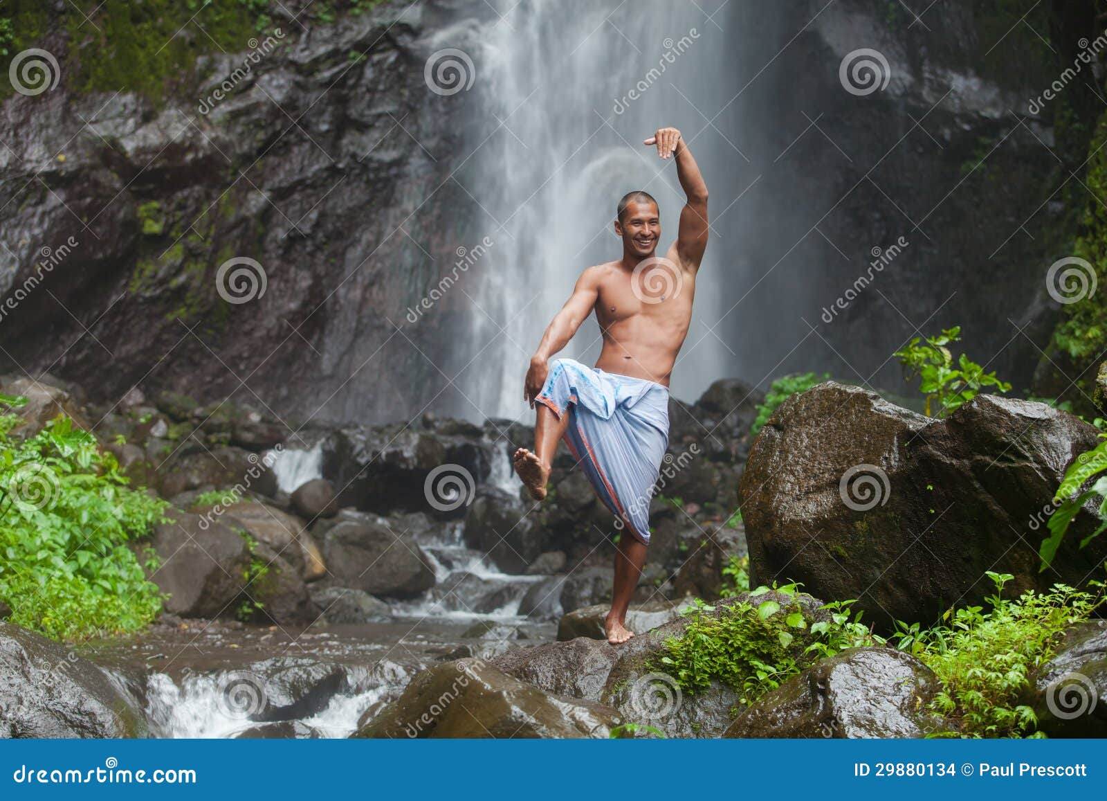 Handsome man at waterfall stock photo. Image of idyllic - 29880134