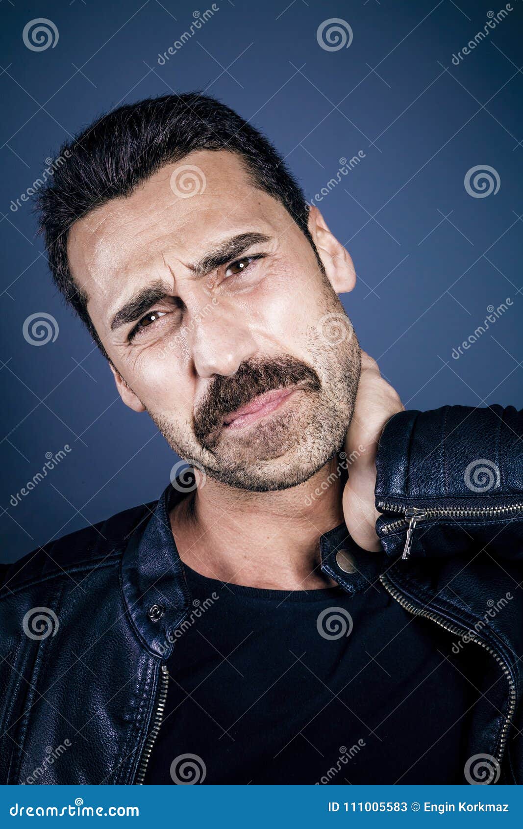 Young Handsome Man Having Neck Problems Stock Image - Image of jacket ...