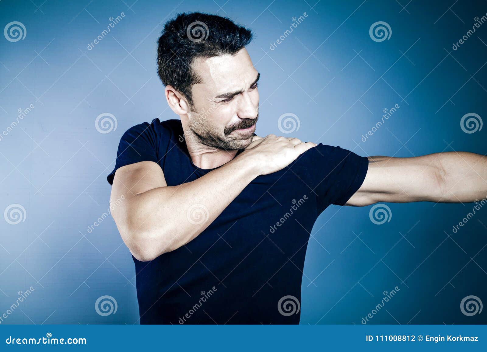 Young Handsome Man Having Shoulder Problems Stock Photo - Image of care ...