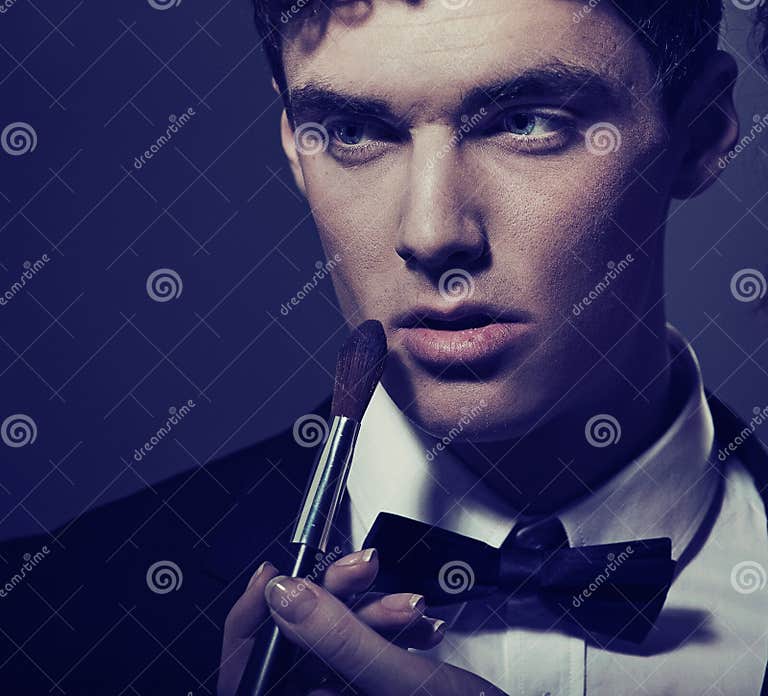 Young Man and His First Make-up Stock Image - Image of glamorous, lady ...