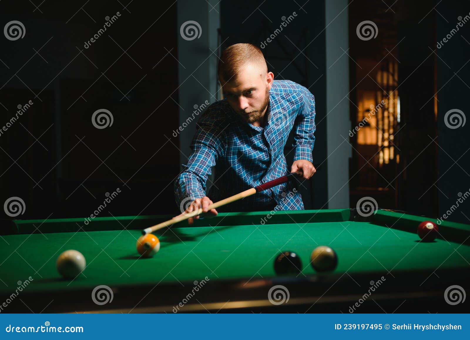 Young Handsome Man Leaning Over the Table while Playing Snooker Stock ...