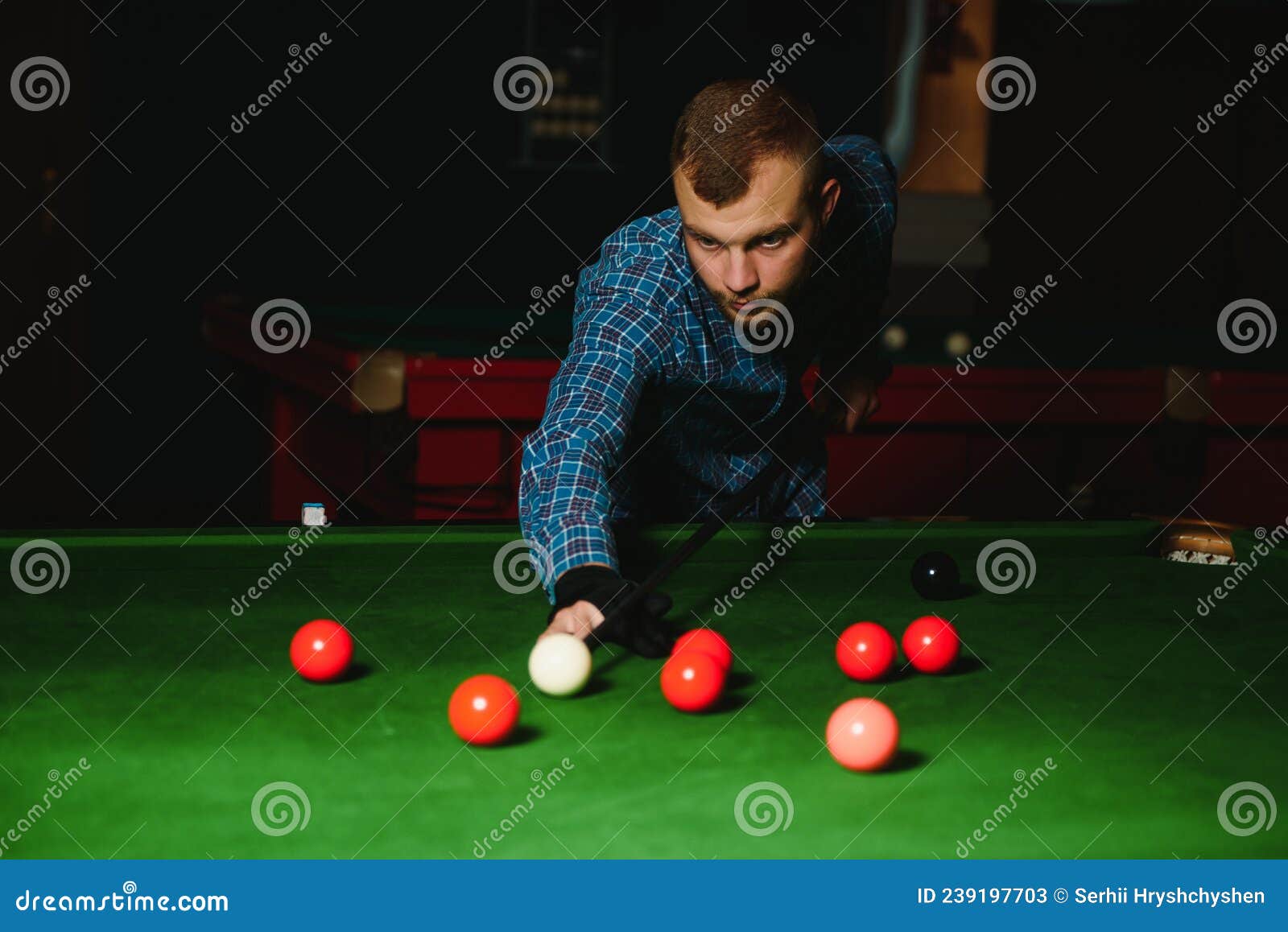 Young Handsome Man Leaning Over the Table while Playing Snooker Stock ...