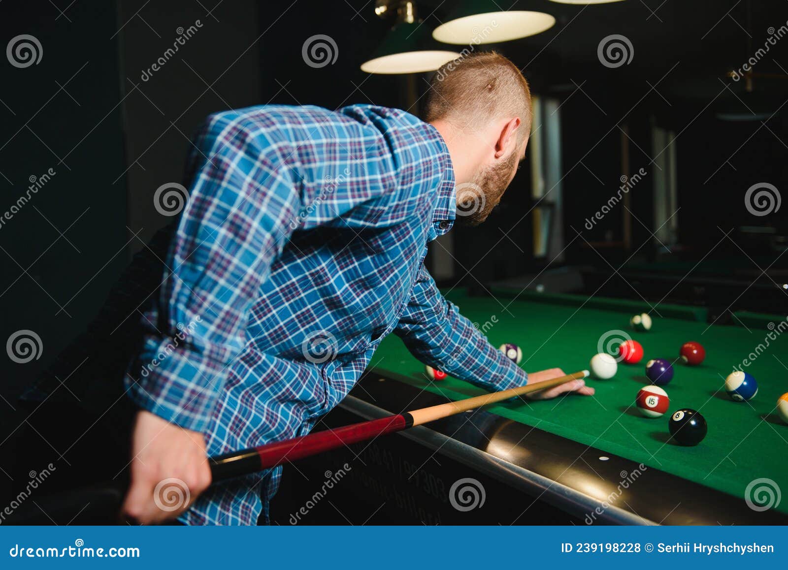 Young Handsome Man Leaning Over the Table while Playing Snooker Stock ...