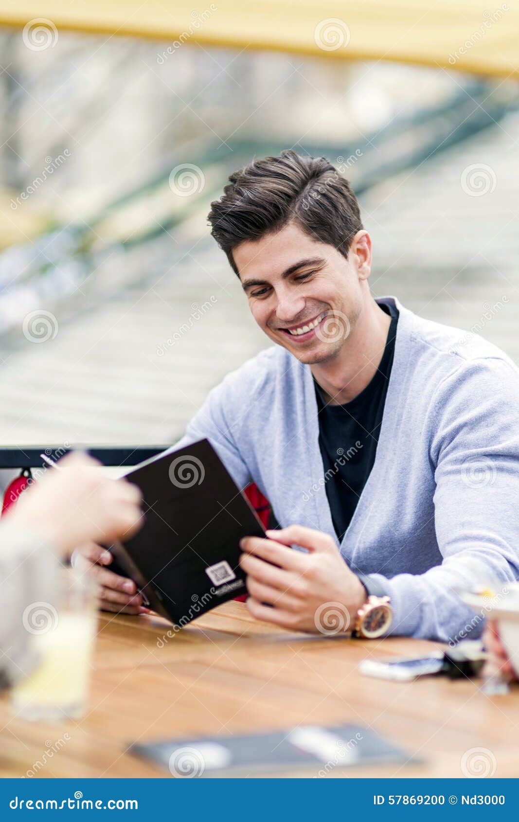 Young Handsome Man Looking at the Menu Stock Photo - Image of cafe ...