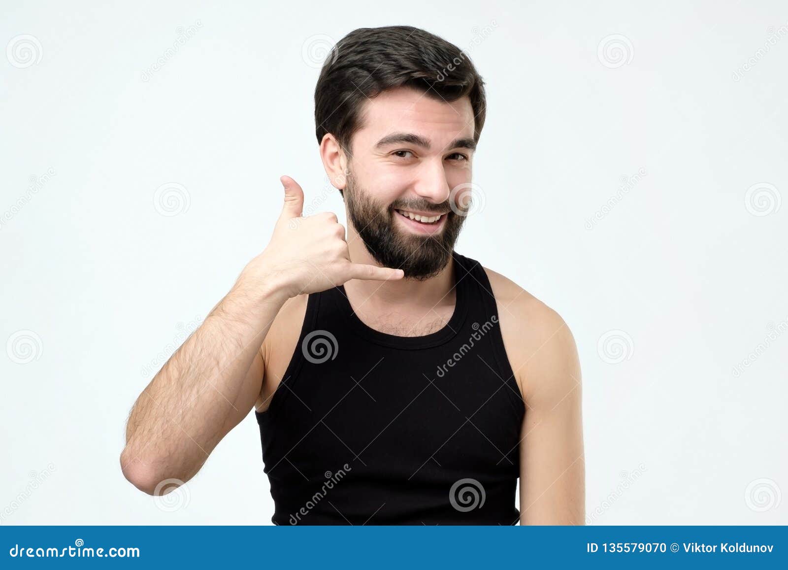 Young Handsome Man Making Call Me Sign Stock Photo - Image of mobile ...