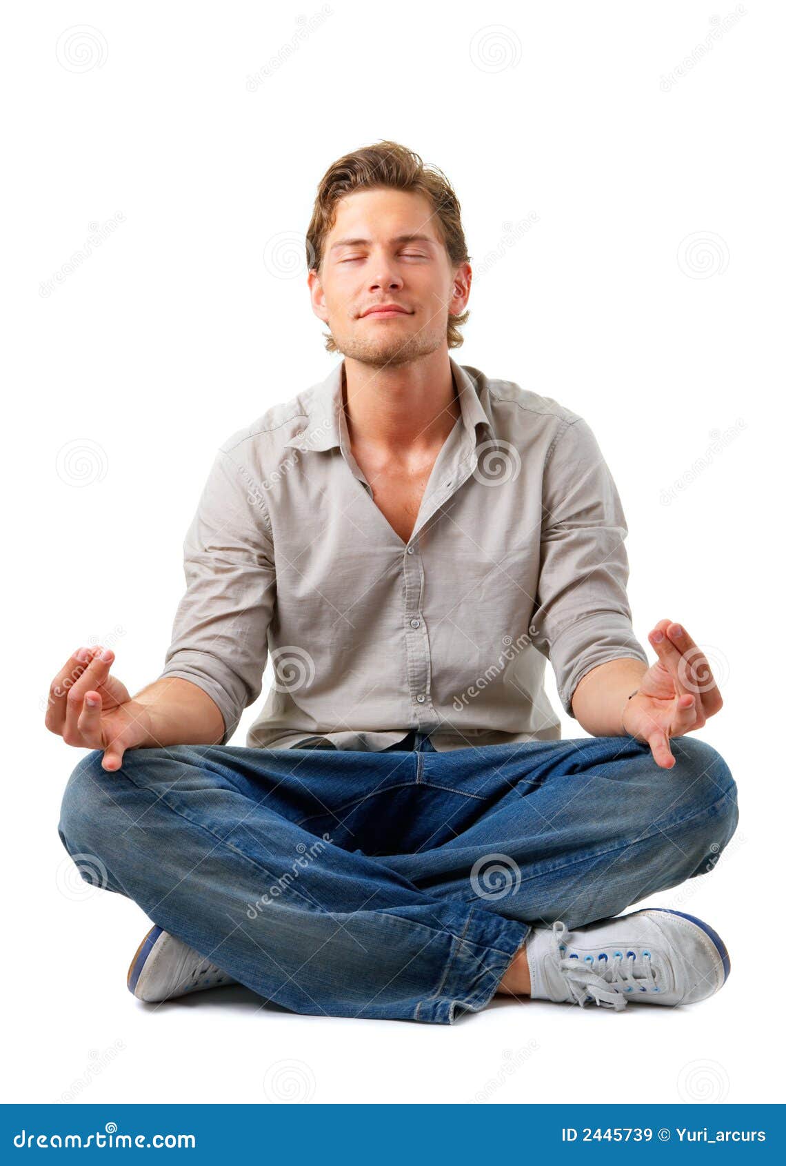 Young Handsome Man Meditating Stock Image - Image of healthy, focus ...