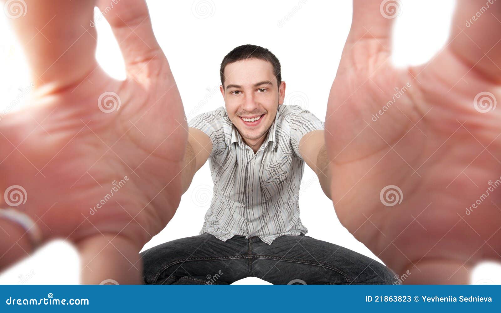 Young Handsome Man with Open Arms Stock Image - Image of hands, looking ...