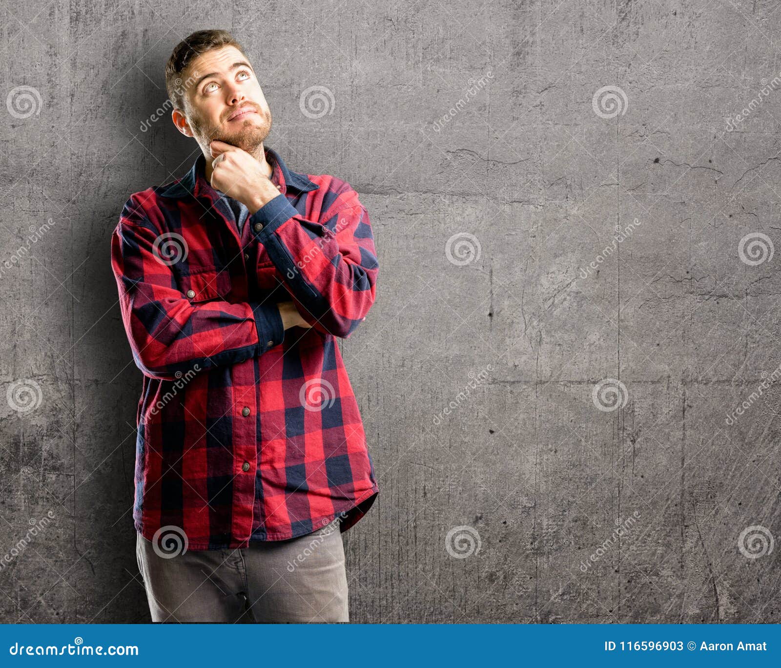 Young Handsome Man Over Wall Background Stock Image - Image of concept ...