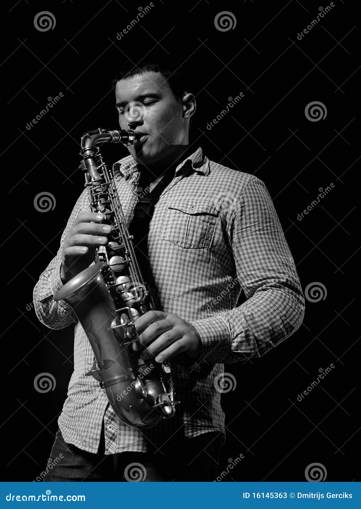 Young Handsome Man Playing Music on Saxophone Stock Image - Image of ...
