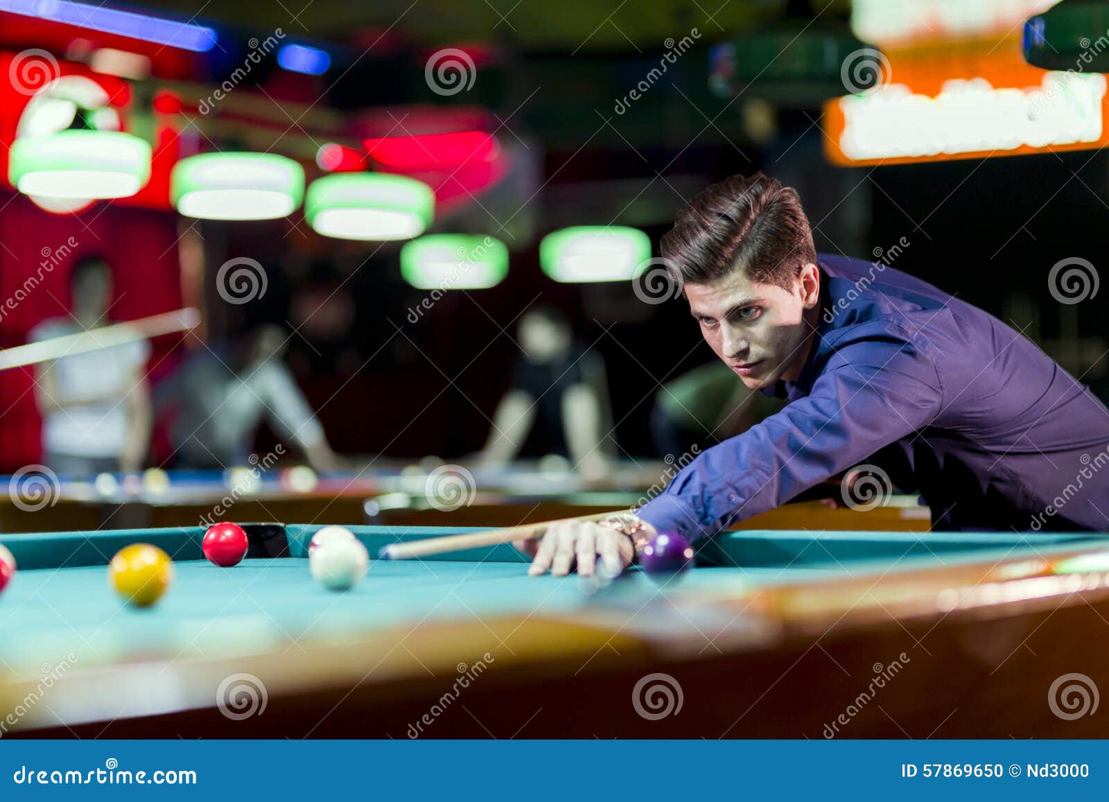 Young Handsome Man Playing Snooker Stock Photo - Image of entertainment ...