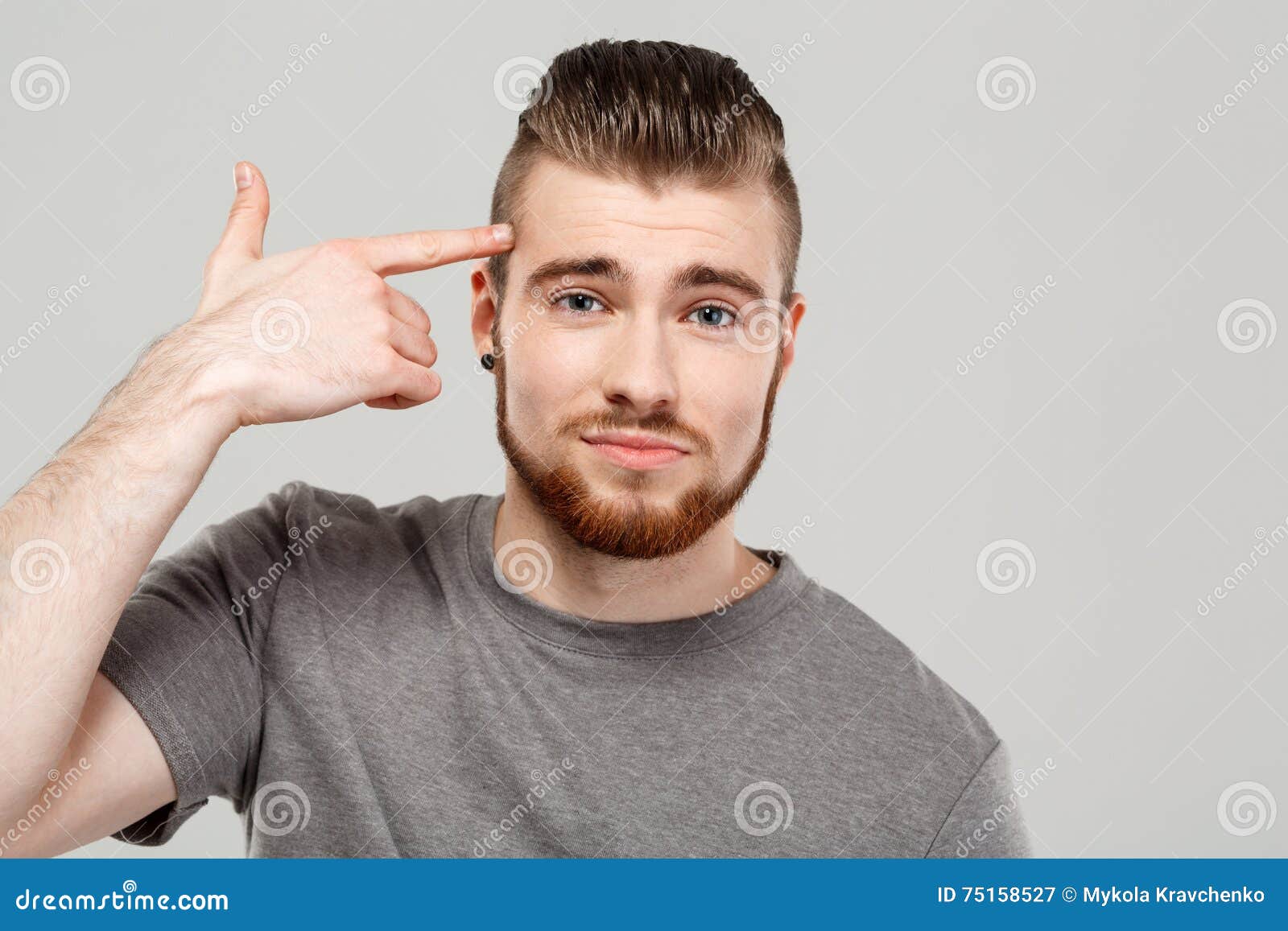 Man Pointing Finger Head Stock Photos - Download 1,832 Royalty Free Photos