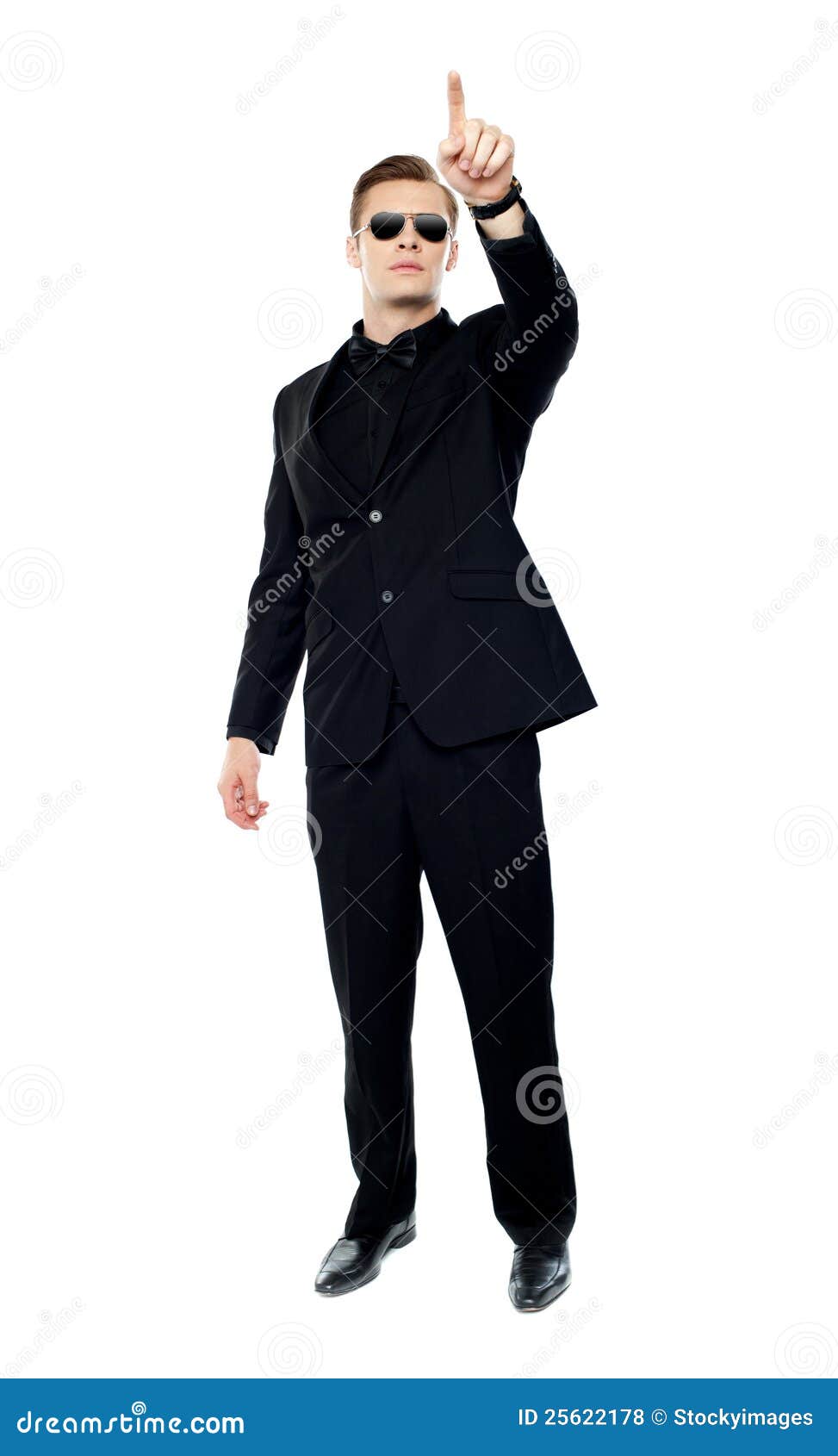 Young Handsome Man Pointing Upwards Stock Photo - Image of cool ...