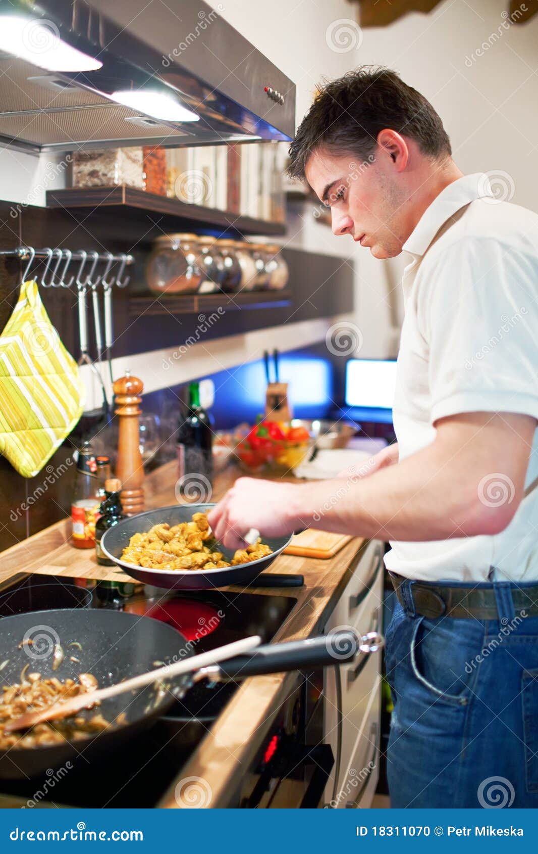Young Handsome Man Preparing Dinner Stock Photo - Image of caucasian ...