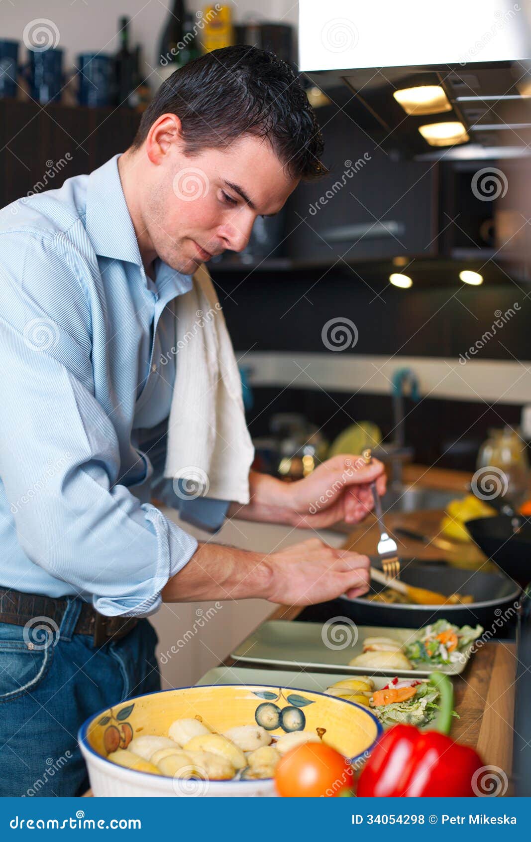 Young Handsome Man Preparing Lunch Stock Photo - Image of lunch ...