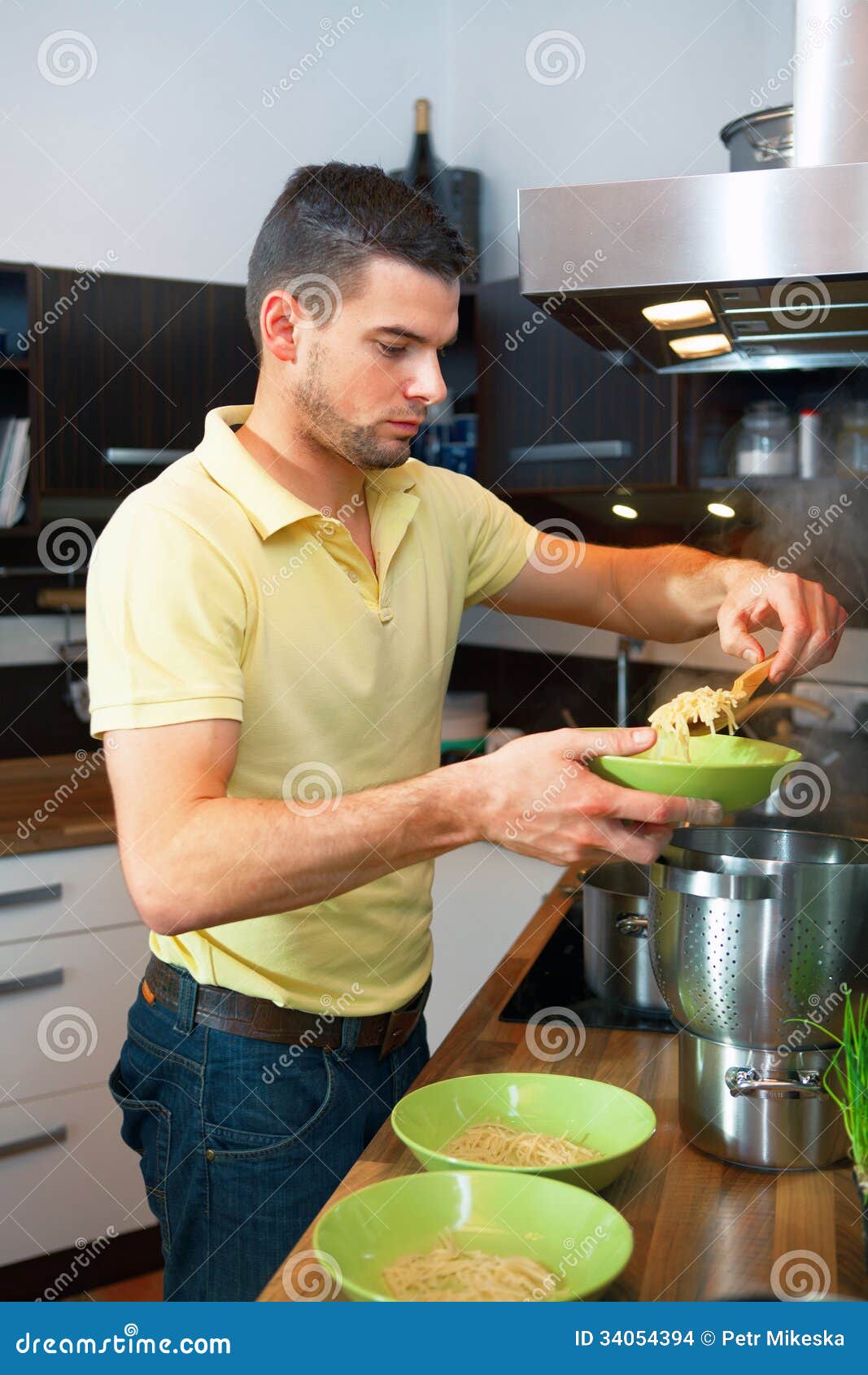 Young Handsome Man Preparing Lunch Stock Photo - Image of caucasian ...
