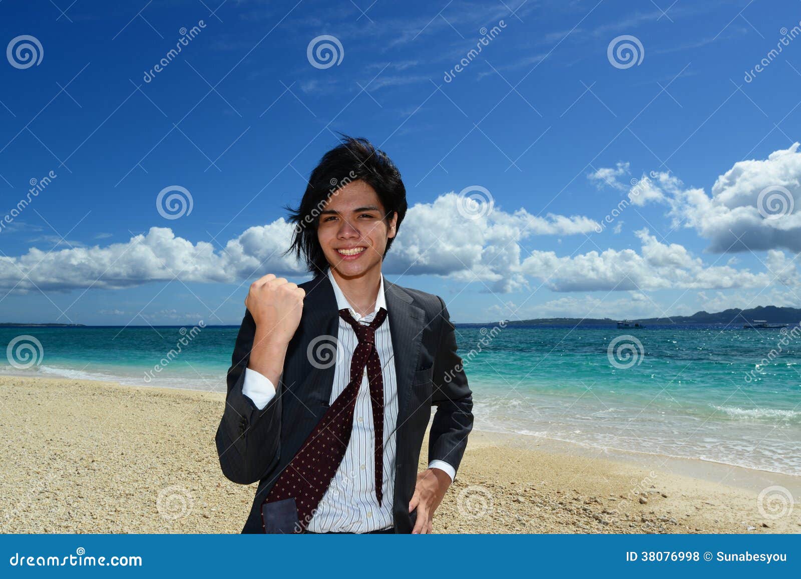 Young Handsome Man Relaxing on Tropical Beach Stock Photo - Image of ...