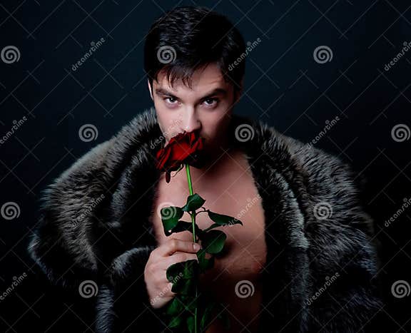 Young Handsome Man with Rose Stock Image - Image of beauty, desire ...