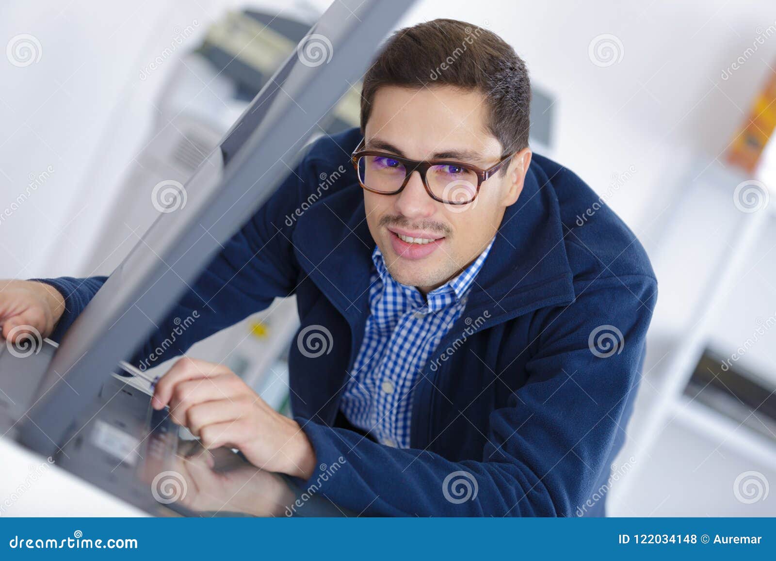 Young Handsome Man Scanning Documents Stock Photo - Image of scanner ...