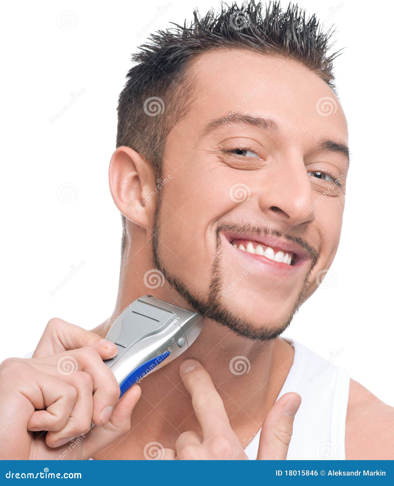 Young handsome man shaving stock photo. Image of clean - 18015846