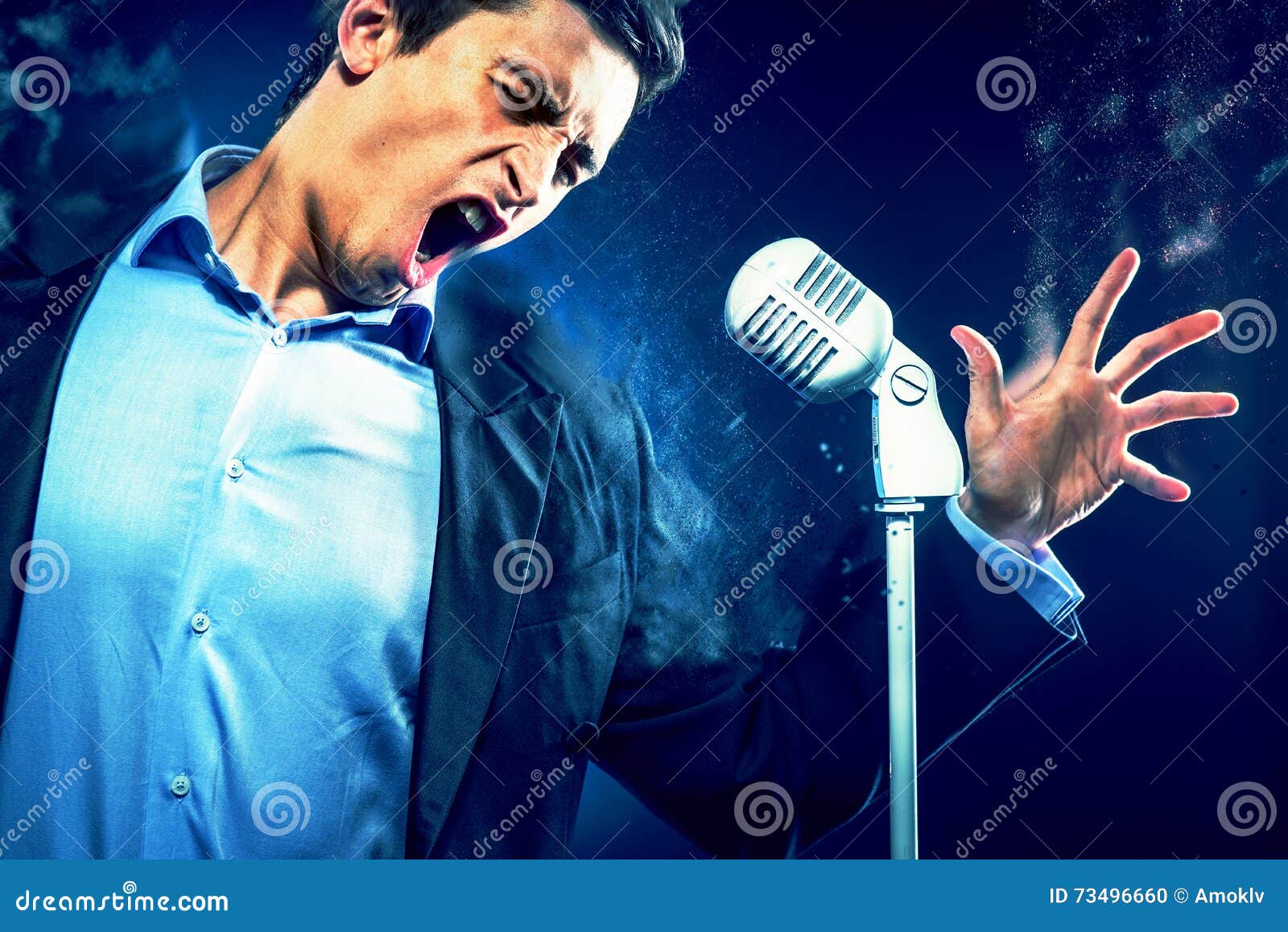 Young handsome man singing stock illustration. Illustration of classic ...