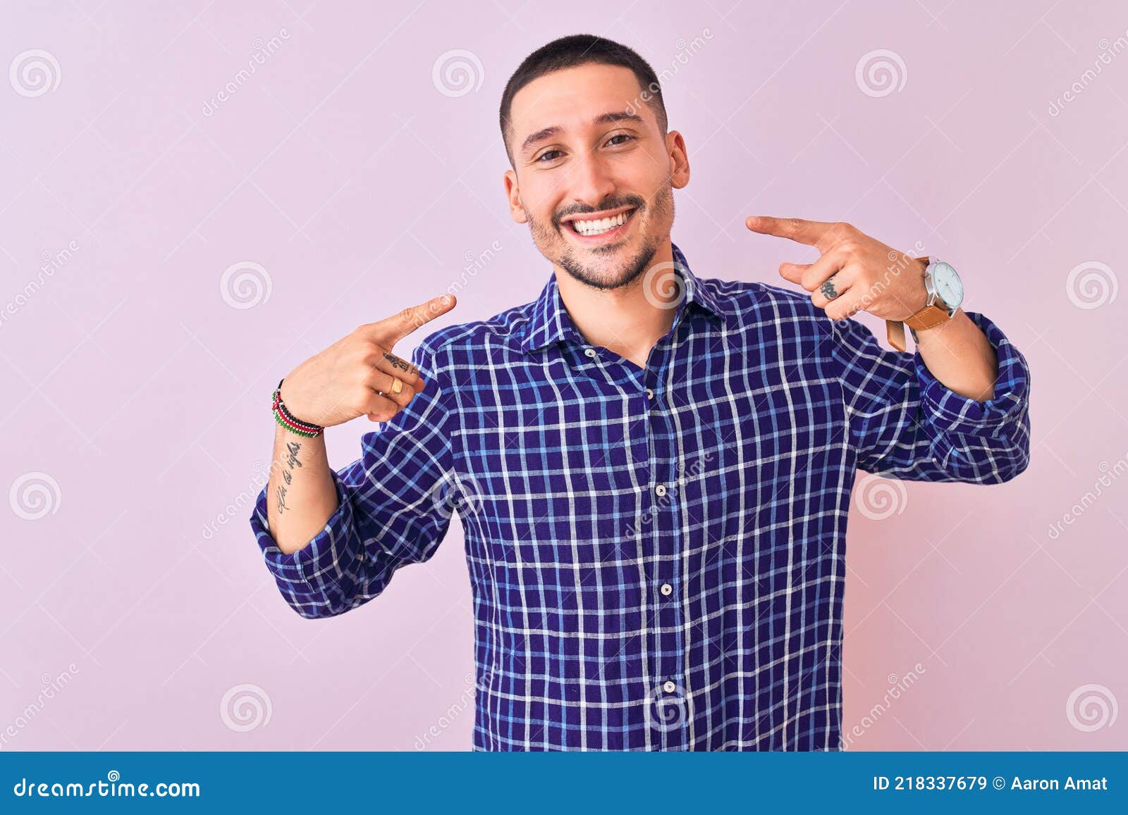 Young Handsome Man Standing Over Isolated Background Smiling Cheerful