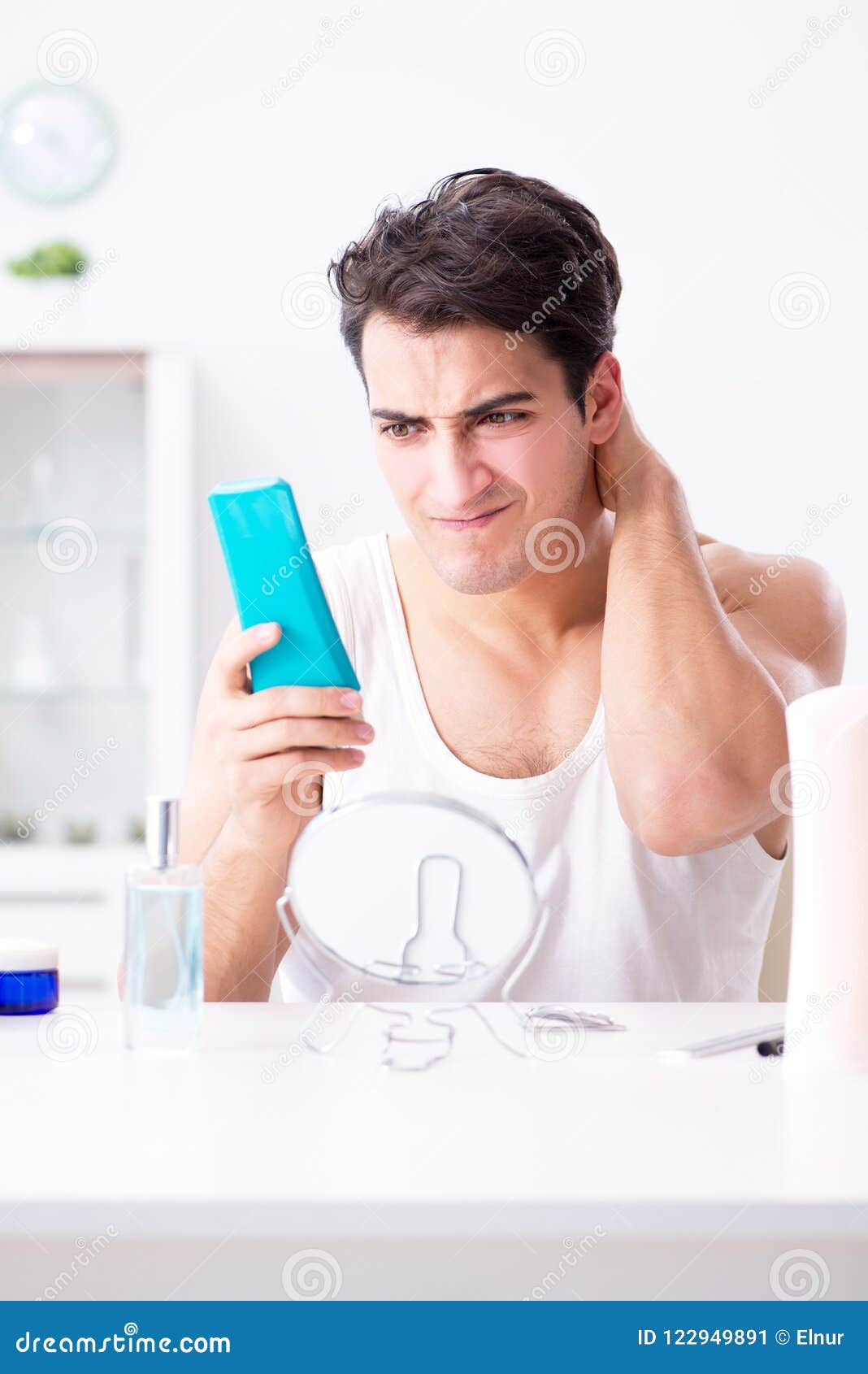 The Young Handsome Man Staring in the Mirror Stock Image - Image of ...