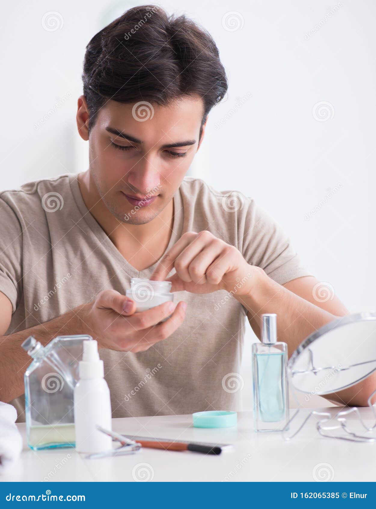 Young Handsome Man Staring in the Mirror Stock Image - Image of face ...