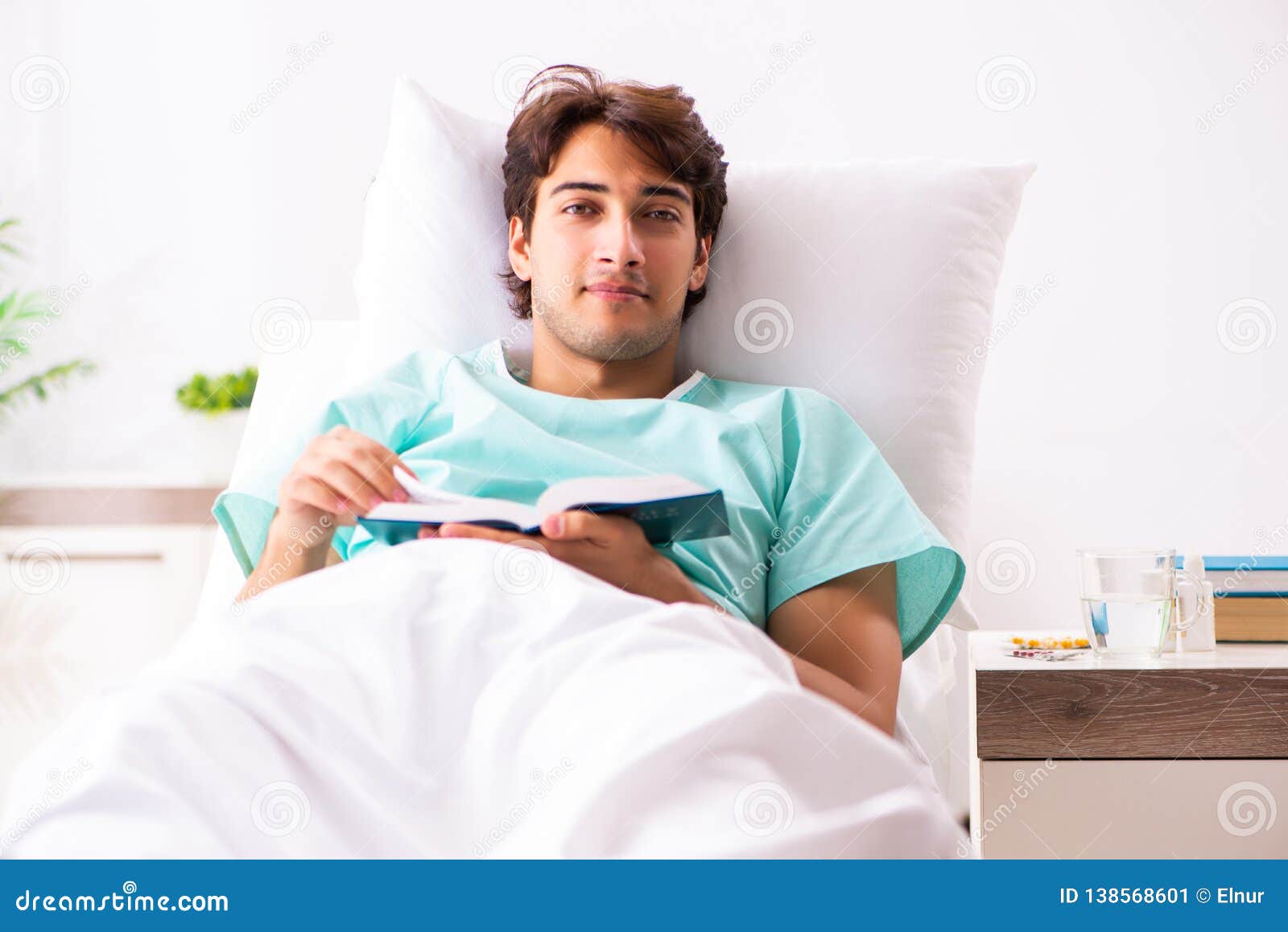 The Young Handsome Man Staying in Hospital Stock Image - Image of couch ...