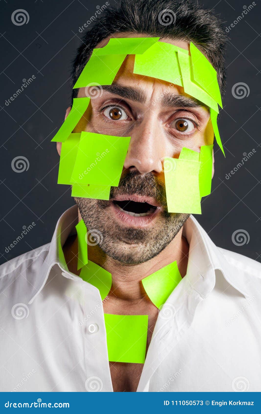 Young Handsome Man with Sticky Notes on His Face Stock Image - Image of ...