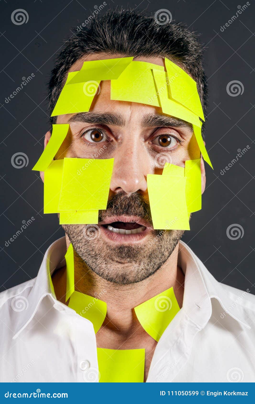 Young Handsome Man with Sticky Notes on His Face Stock Image - Image of ...