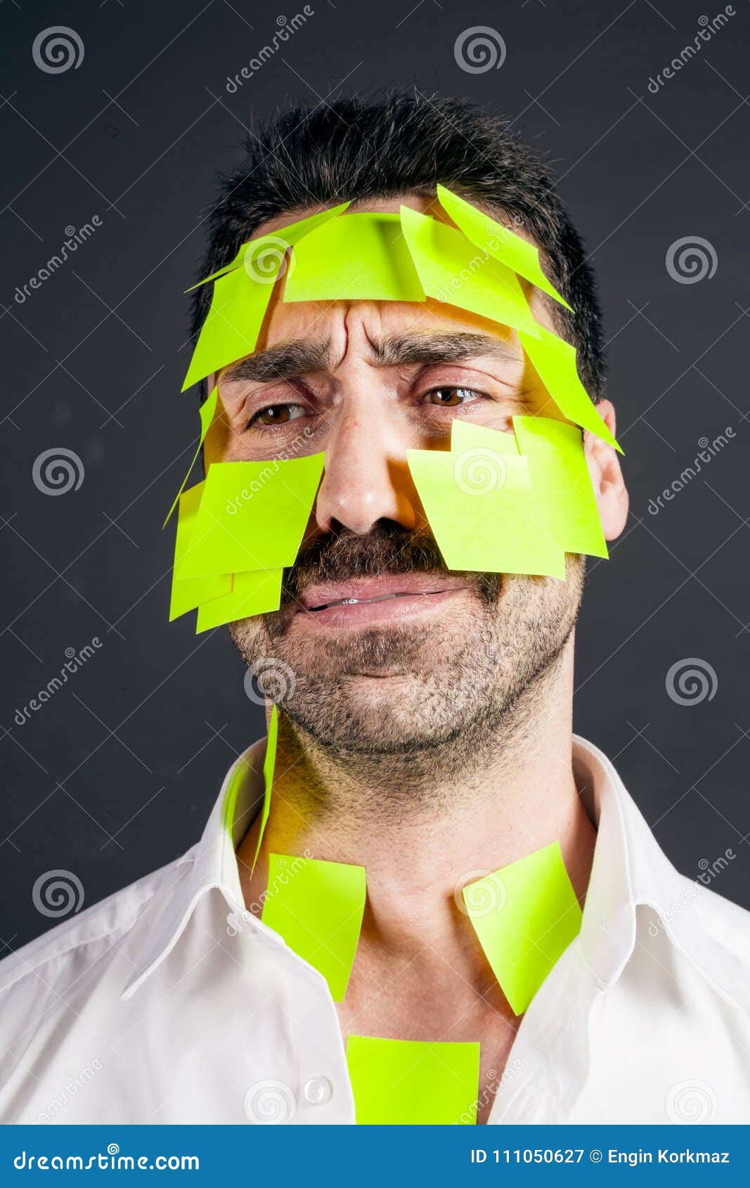 Young Handsome Man with Sticky Notes on His Face Stock Image - Image of ...