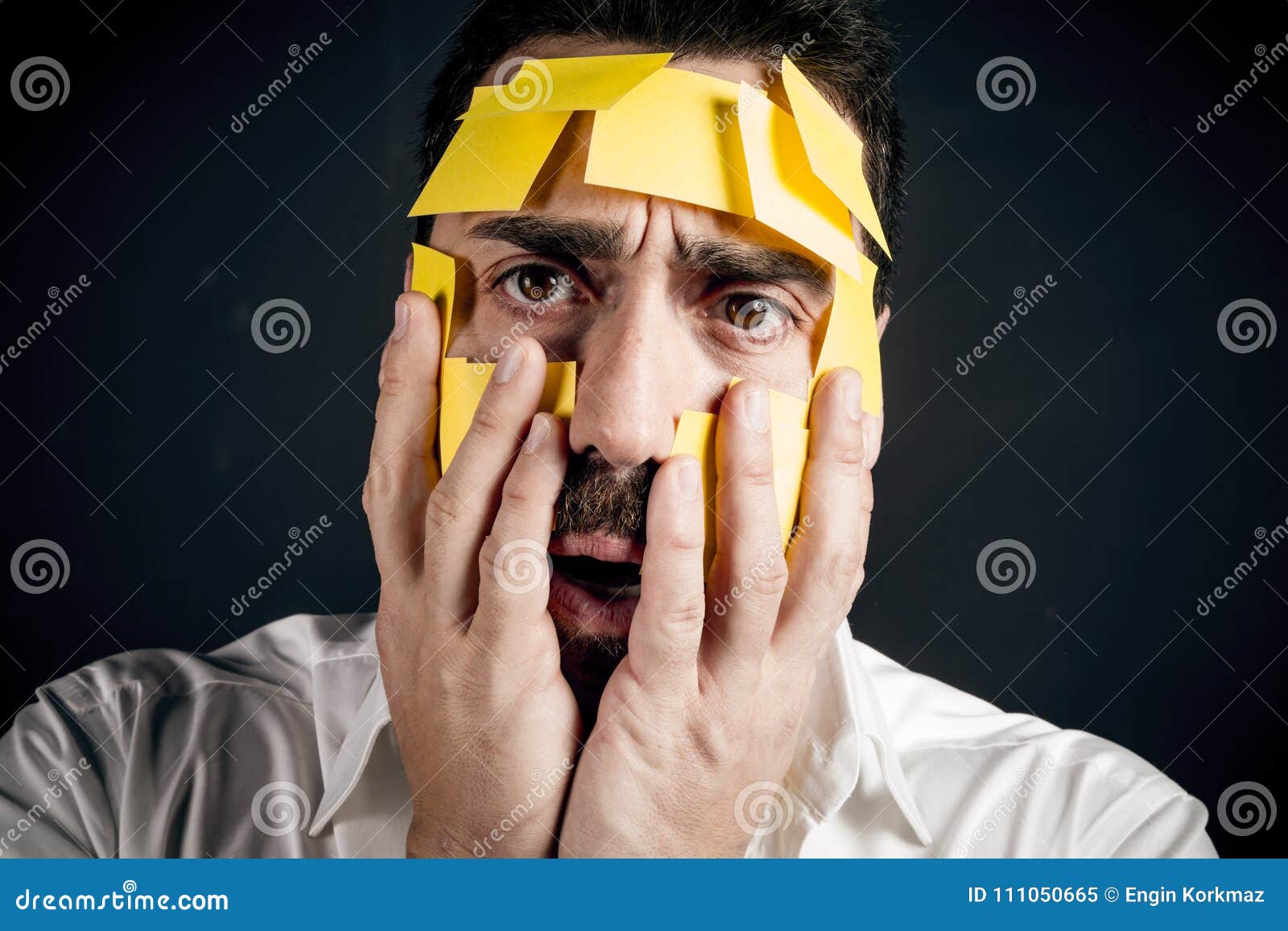 Young Handsome Man with Sticky Notes on His Face Stock Image - Image of ...