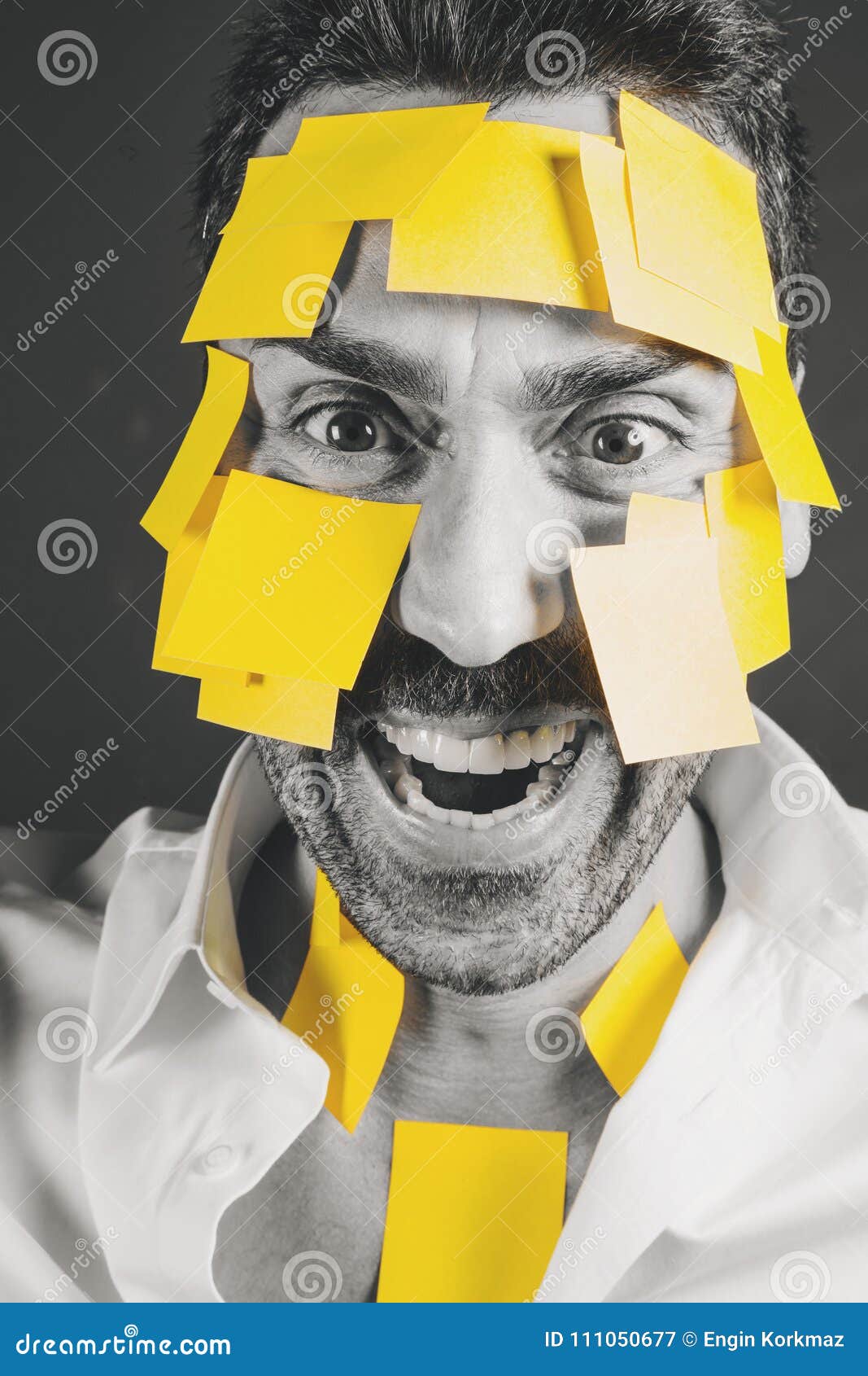 Young Handsome Man with Sticky Notes on His Face Stock Image - Image of ...