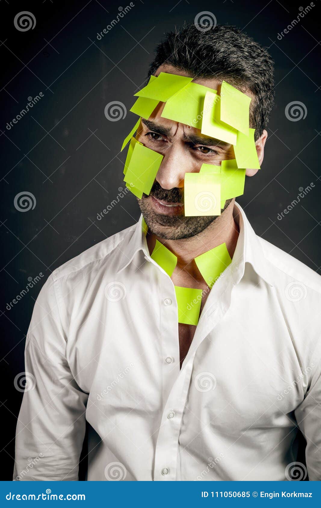 Young Handsome Man with Sticky Notes on His Face Stock Image - Image of ...