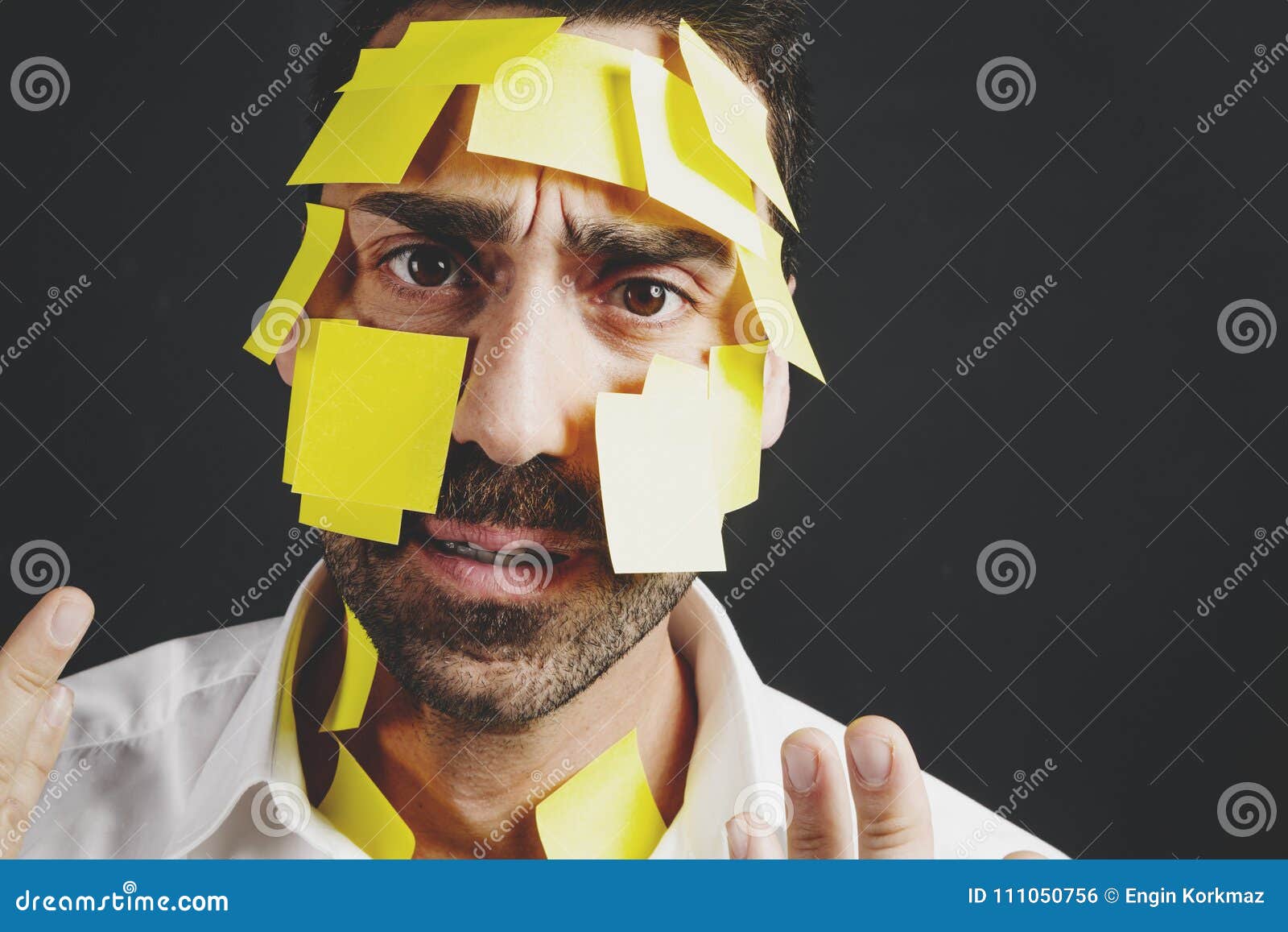 Young Handsome Man with Sticky Notes on His Face Stock Photo - Image of ...