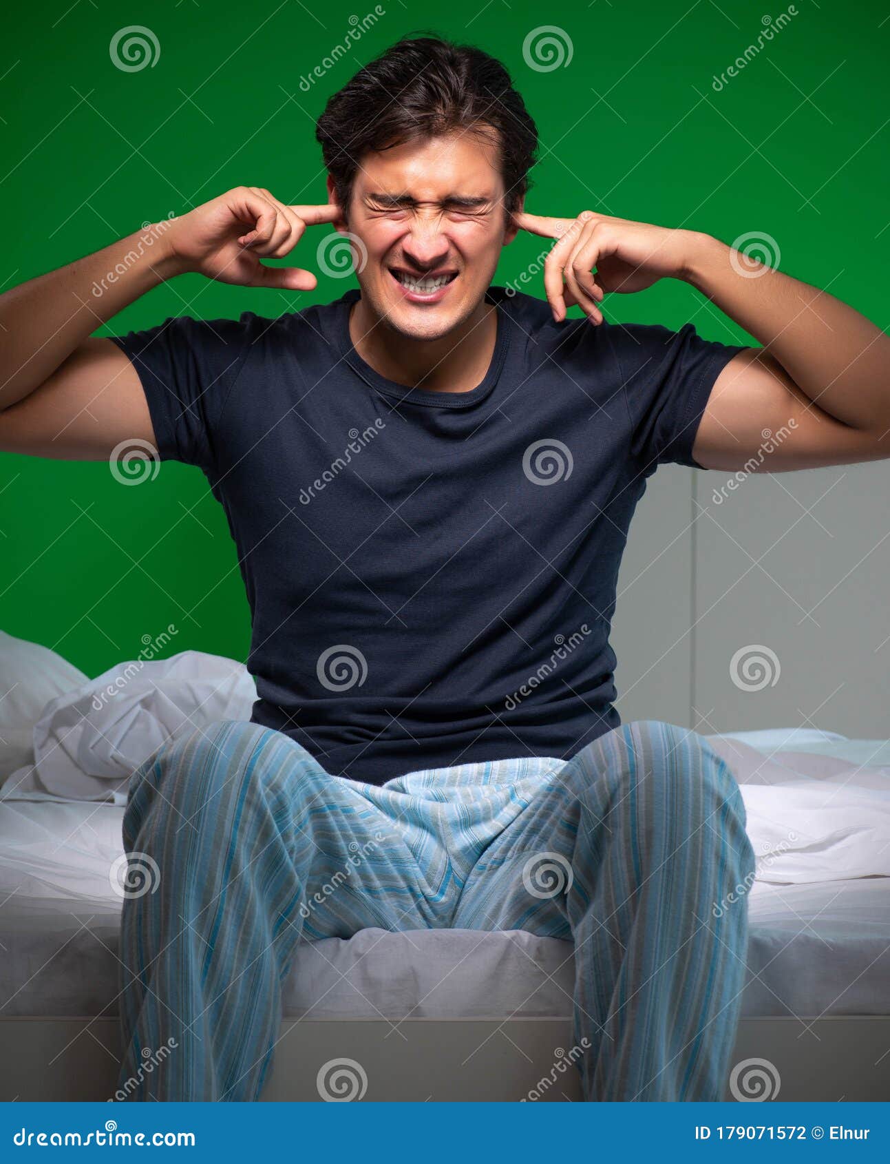 Young Handsome Man Suffering from Insomnia at Home Stock Photo - Image ...