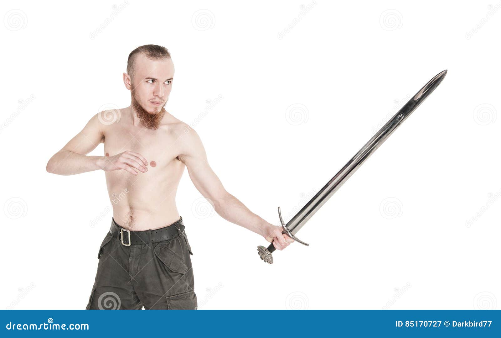 Young Handsome Man with Sword Isolated Stock Image - Image of martial ...