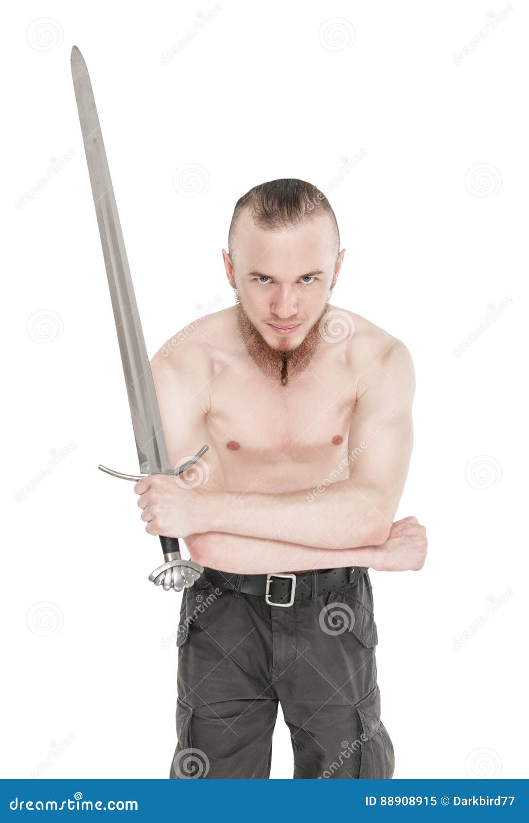 Young Handsome Man with Sword Isolated Stock Image - Image of ...