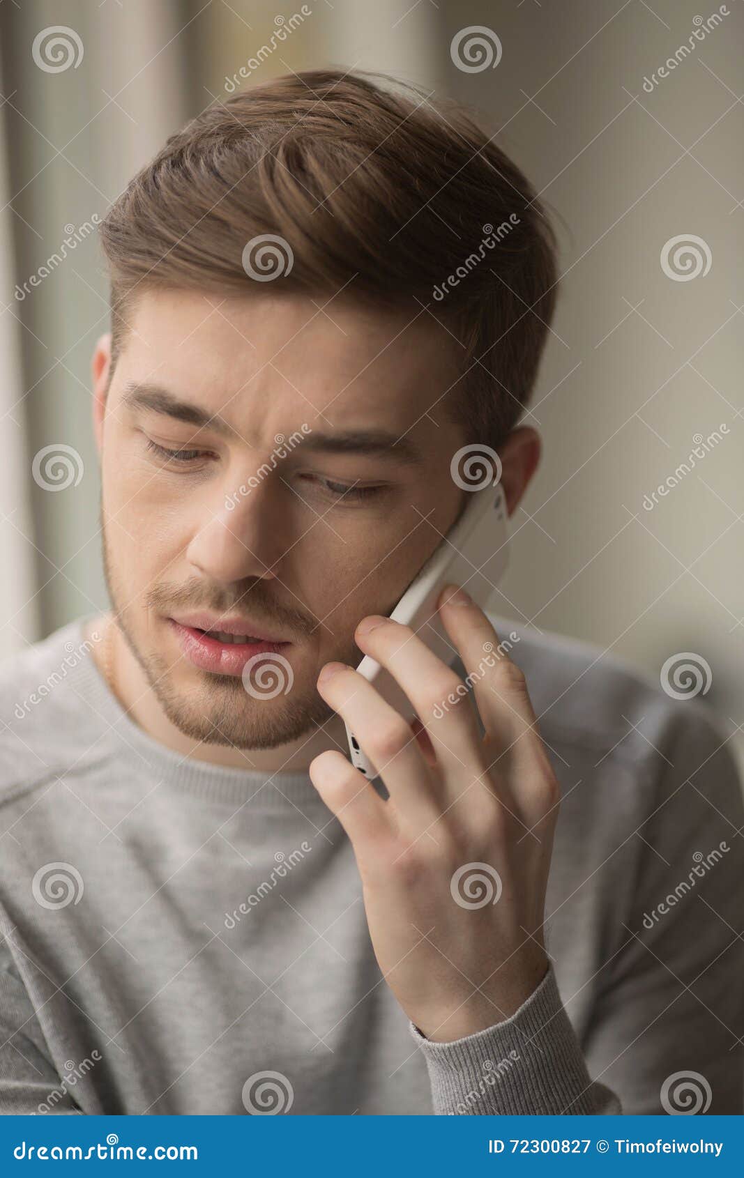 Young Handsome Man is Talking by the Phone Stock Image - Image of eyes ...