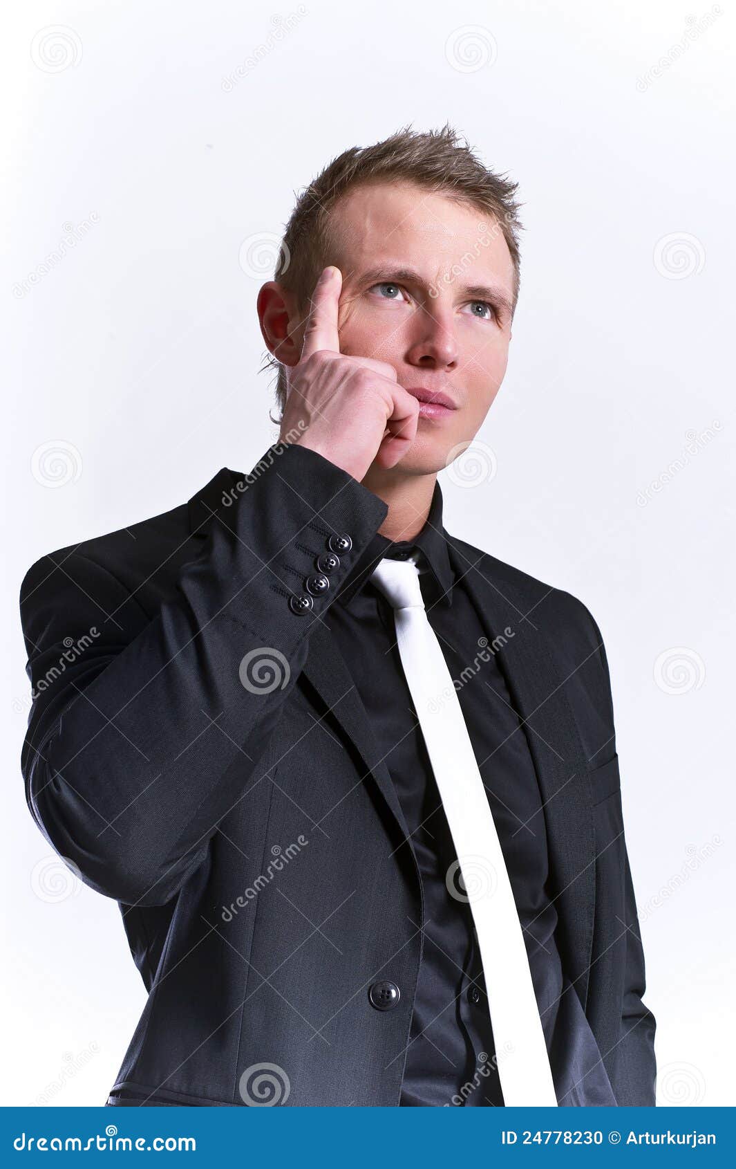 Young, Handsome Man Thinking Stock Photo - Image of business, pensive ...