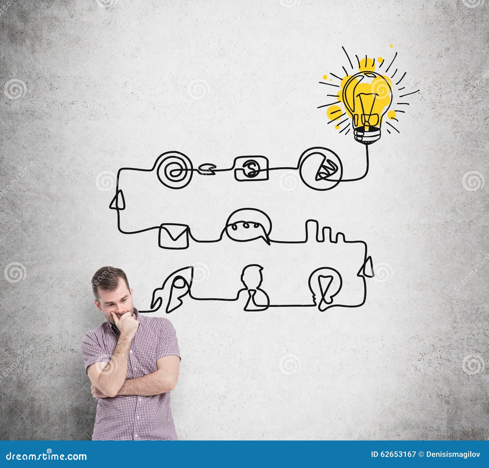 A Young Handsome Man is Thinking about the Process of Developing a New ...