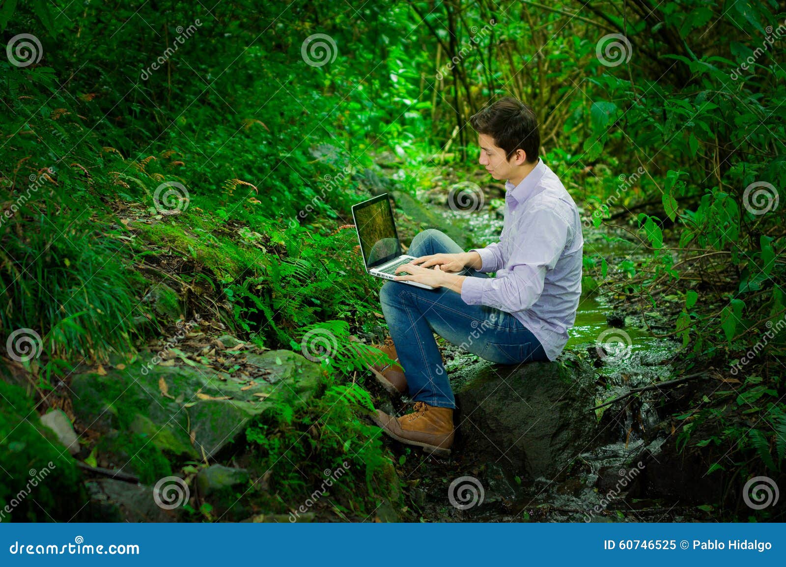 Young Handsome Man Using Laptop with Great Stock Image - Image of ...