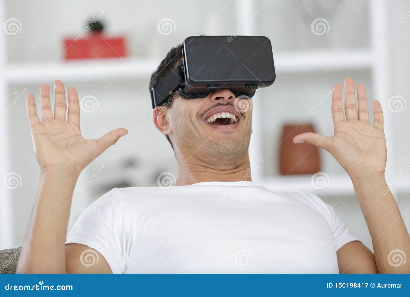 Young Handsome Man in Virtual Reality Mask Stock Image - Image of ...