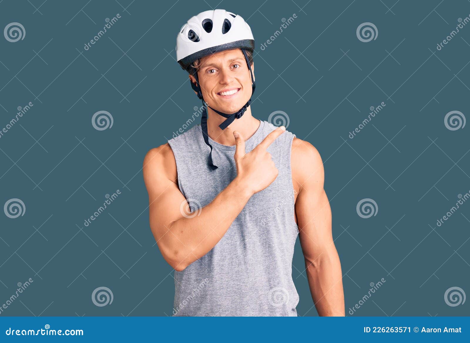 Young Handsome Man Wearing Bike Helmet Cheerful With A Smile Of Face