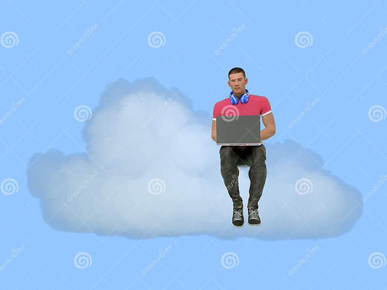 3d Render : Young Handsome Man Working As a Programmer Sitting on the ...